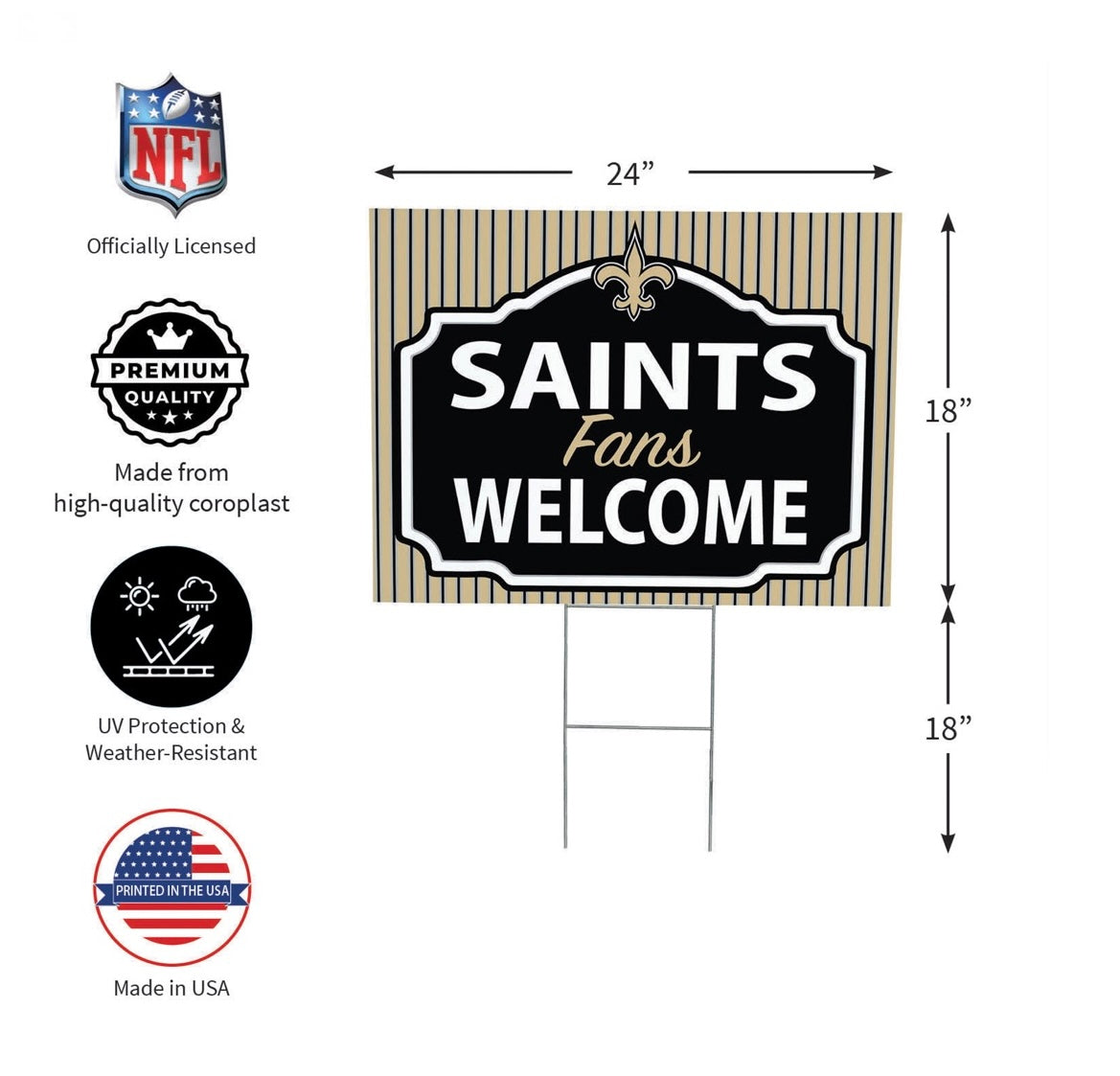 Saints Fans Welcome Yard Sign – X's and O's Gift Boutique